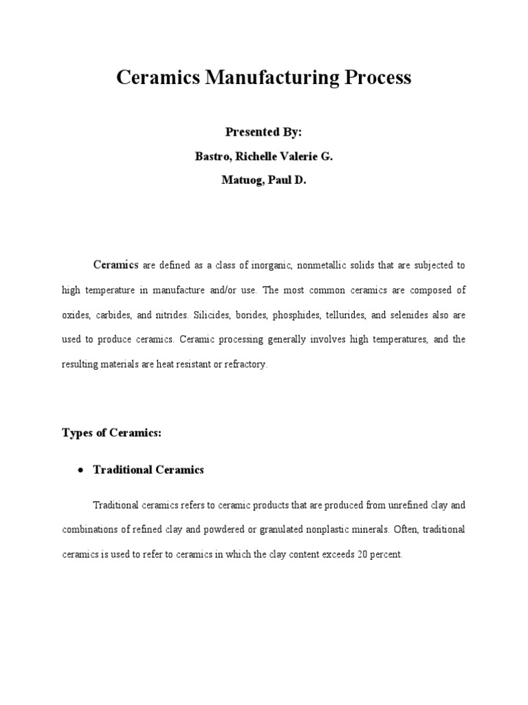 Ceramics Manufacturing Process | PDF | Pottery | Ceramics