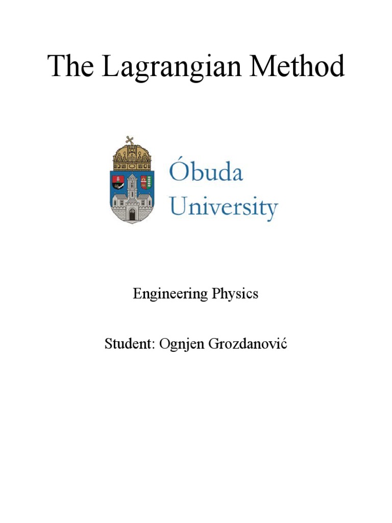 The Lagrangian Method | PDF | Lagrangian Mechanics | Euler–Lagrange ...