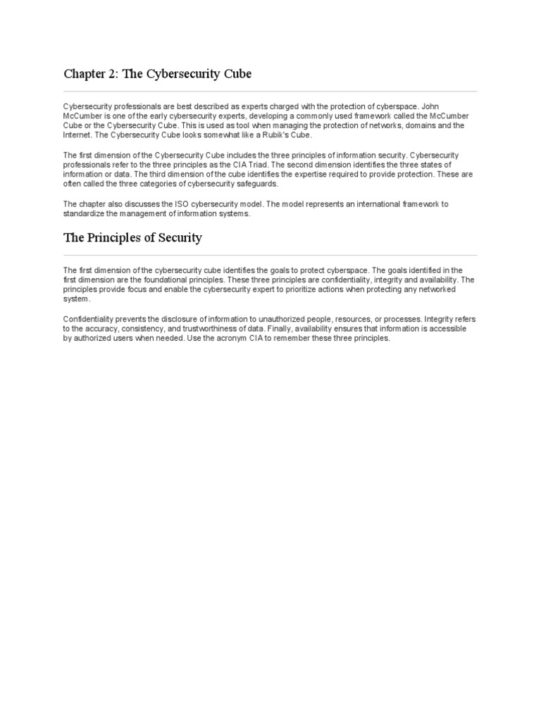 Exploring the Dimensions and Principles of the McCumber Cybersecurity ...