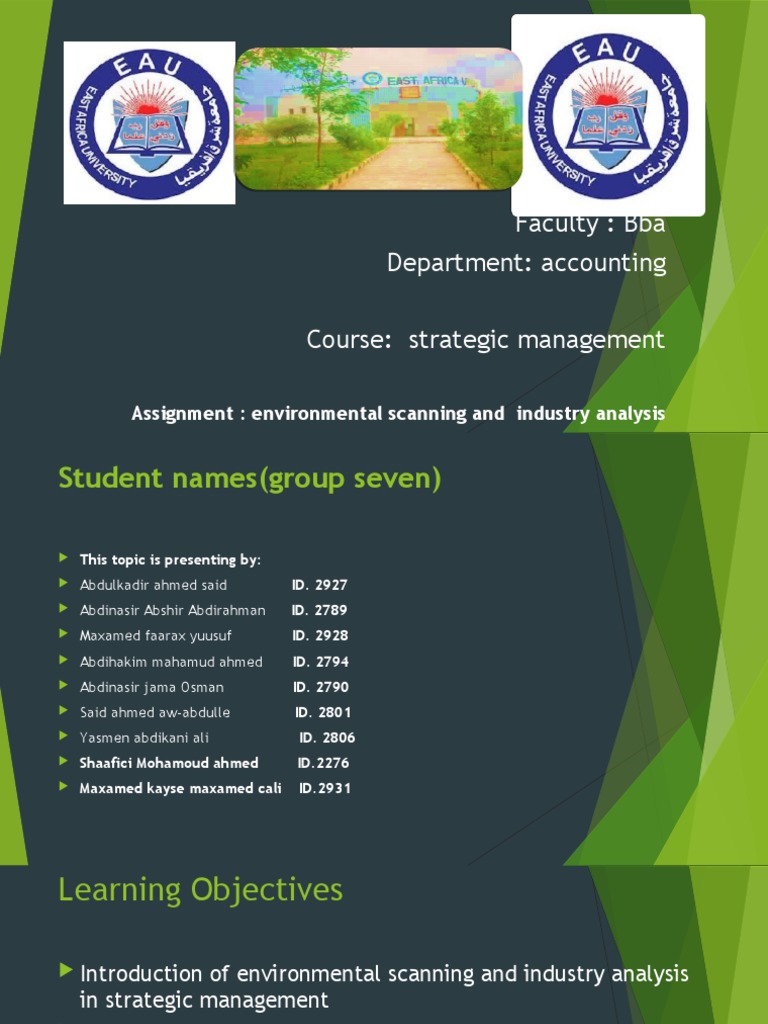 Strategic Management: Environmental Scanning & Industry Analysis | PDF ...