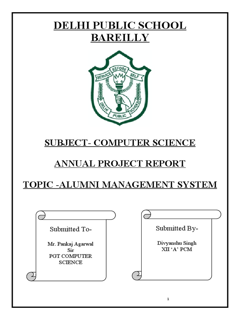 Delhi Public School Bareilly: Subject-Computer Science Annual Project ...