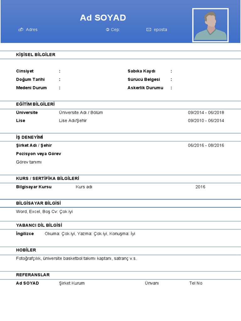 Basit Boş CV Ornegi | PDF