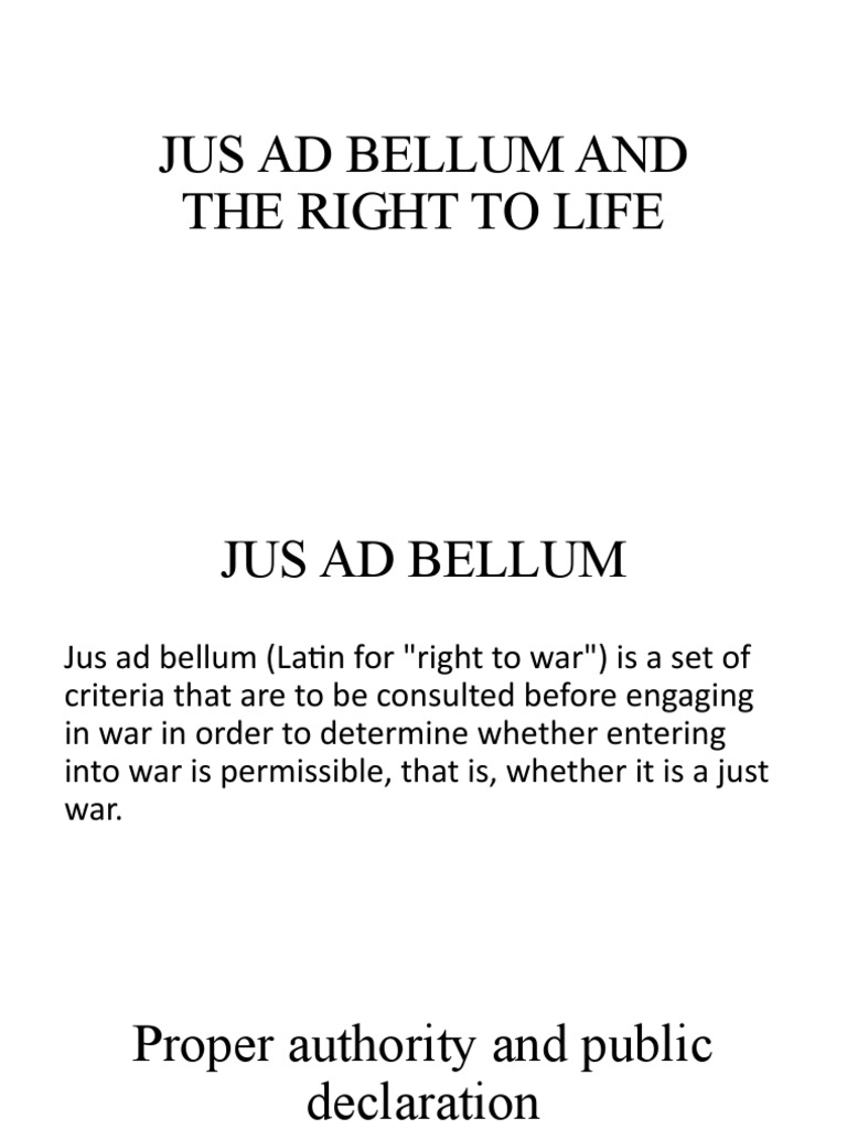 Jus Ad Bellum and The Right To Life | PDF | Politics