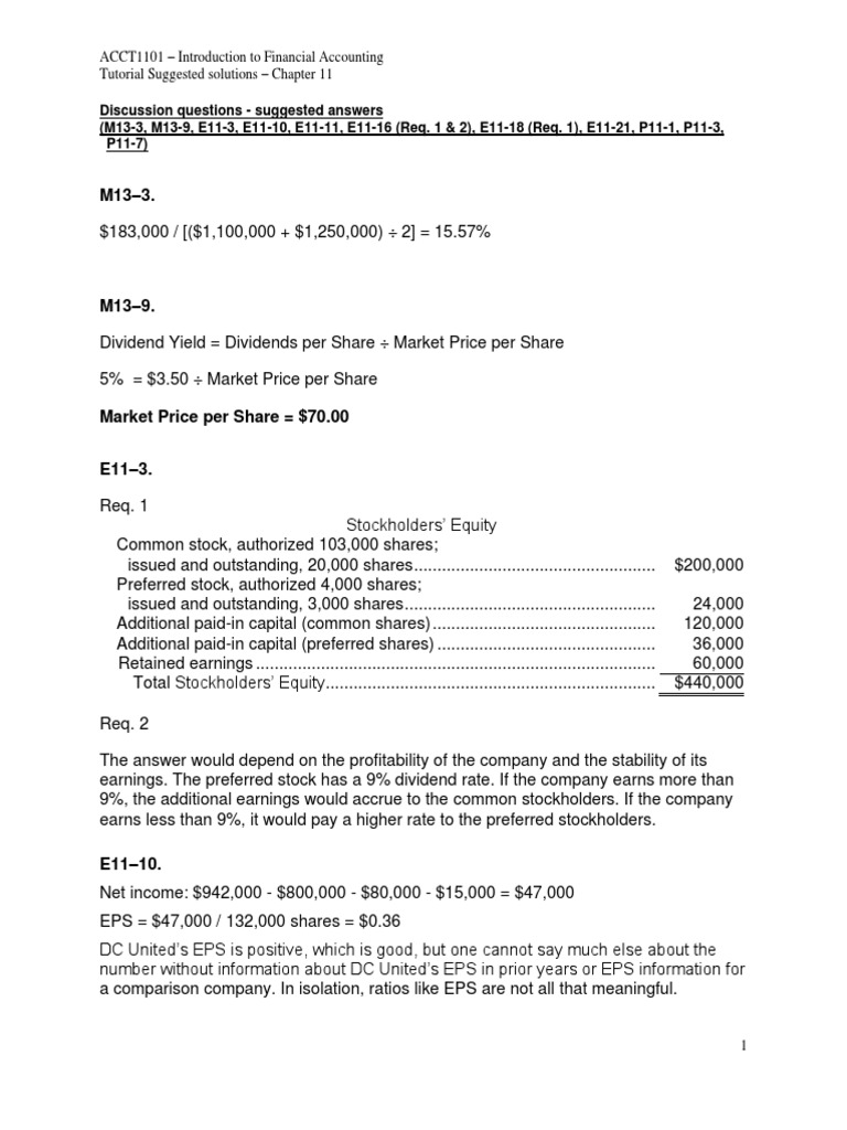 Mcgraw Hill Chapter 11 Solutions | PDF | Treasury Stock | Dividend