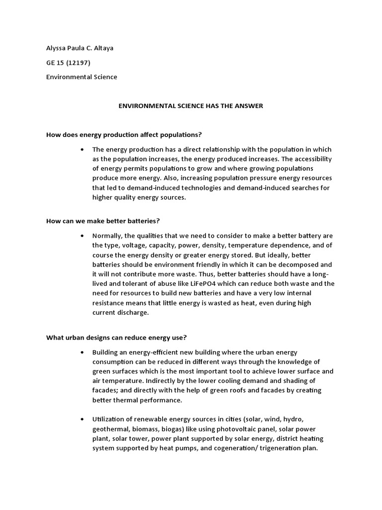 GE 15 Environmental Science | PDF | Energy Development | Solar Power