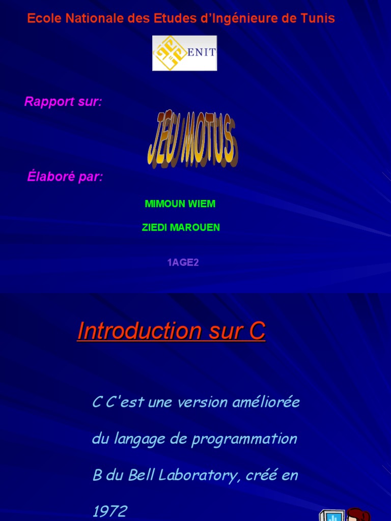 Introduction au Langage C et Projet MOTUS | PDF | C (Langage de ...