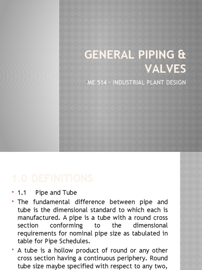General Piping and Valves | PDF | Pipe (Fluid Conveyance) | Valve