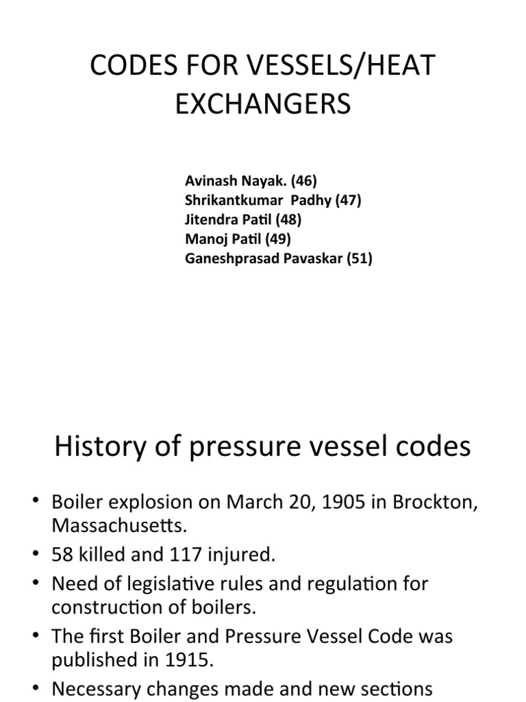 Codes For Vessels/Heat Exchangers | PDF | Materials Science | Applied ...