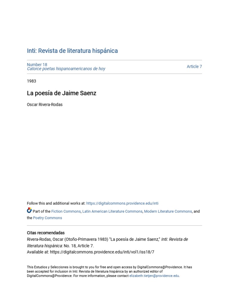 La poesía de Jaime Saenz: Revelaciones | PDF | Esencia | Conocimiento