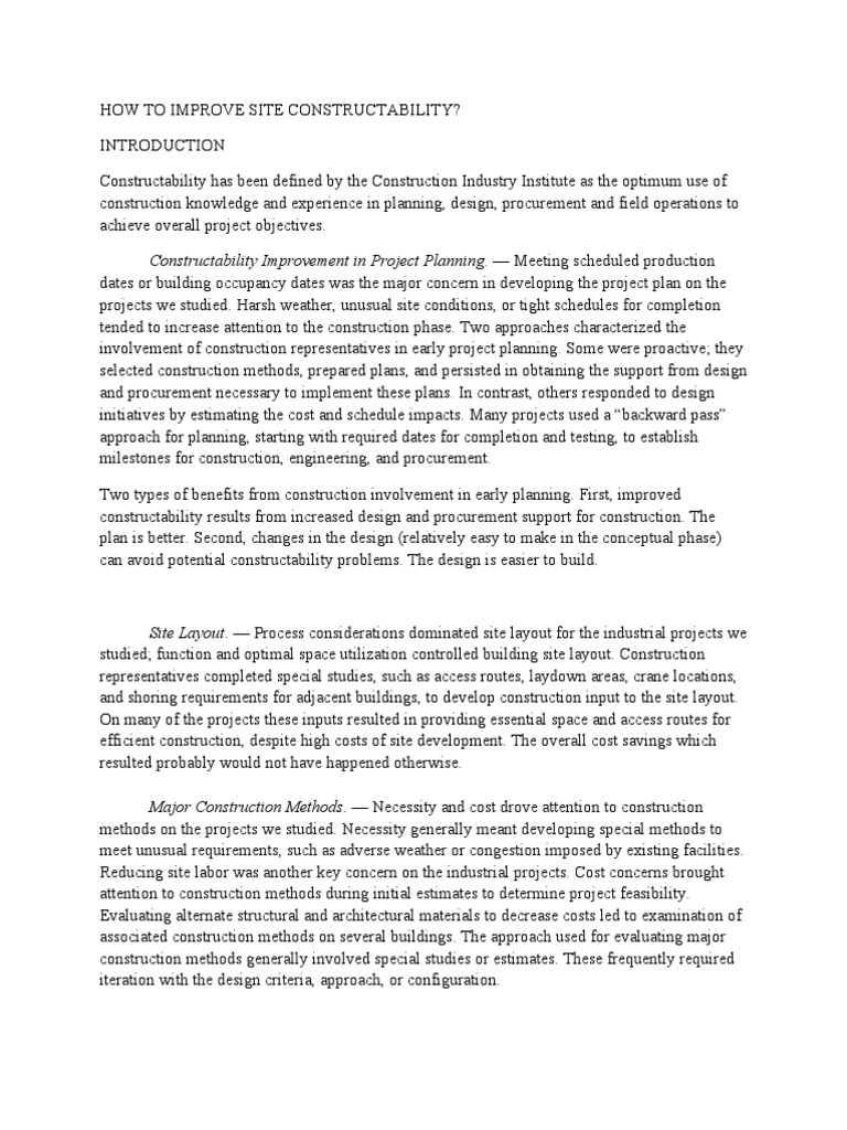 How To Improve Site Constructability | PDF | Procurement | Design