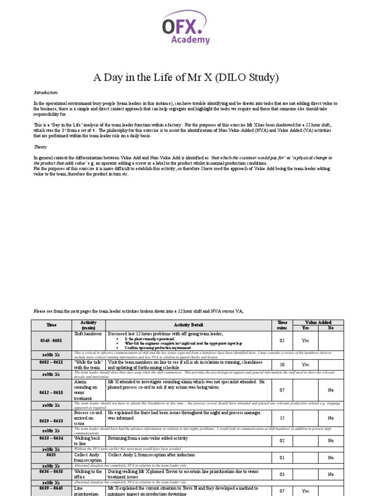 A Day in The Life of MR X (DILO Study) | PDF | Motivation | Motivational