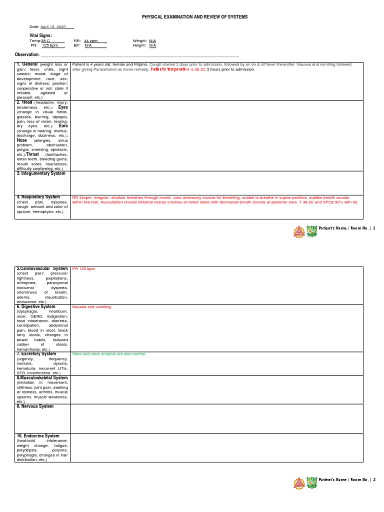 3 Pa - Ros | PDF | Diseases And Disorders | Symptoms And Signs
