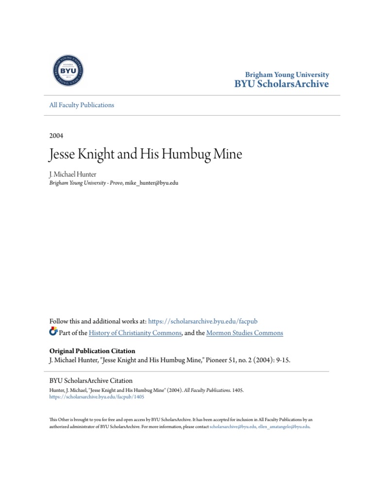 Jesse Knight's Humbug Mine History | PDF