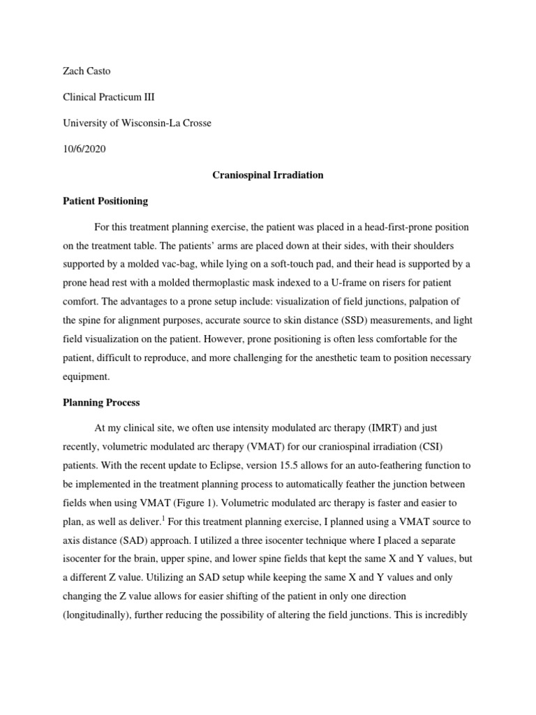 Csi Plan Writeup Portion Turn in PDF | PDF | Radiation Therapy ...