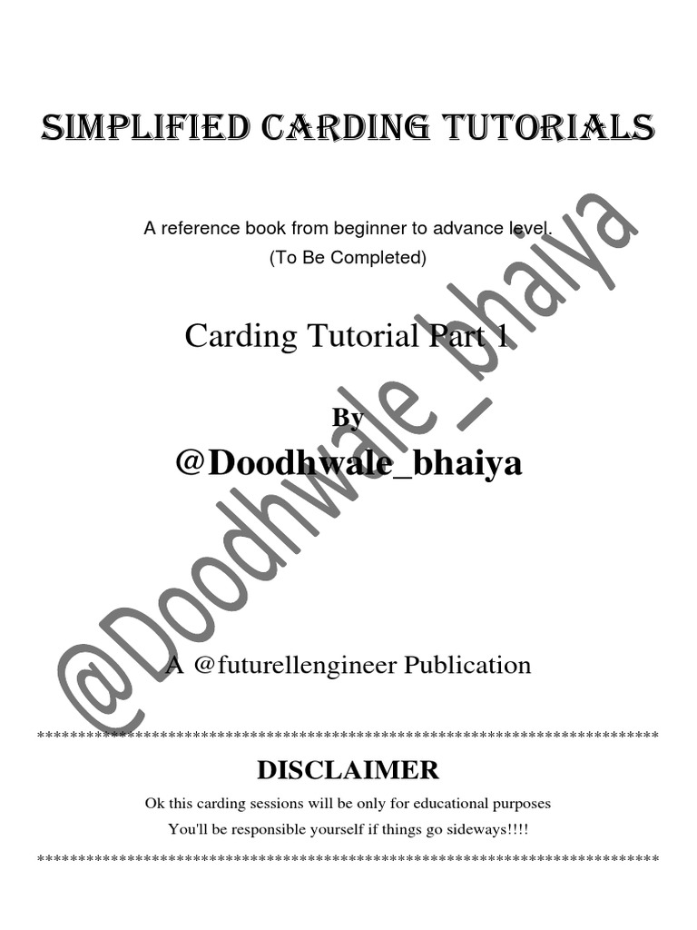 Carding Tutorial by Doodhwala Part 1 | PDF | Credit Card | Proxy Server