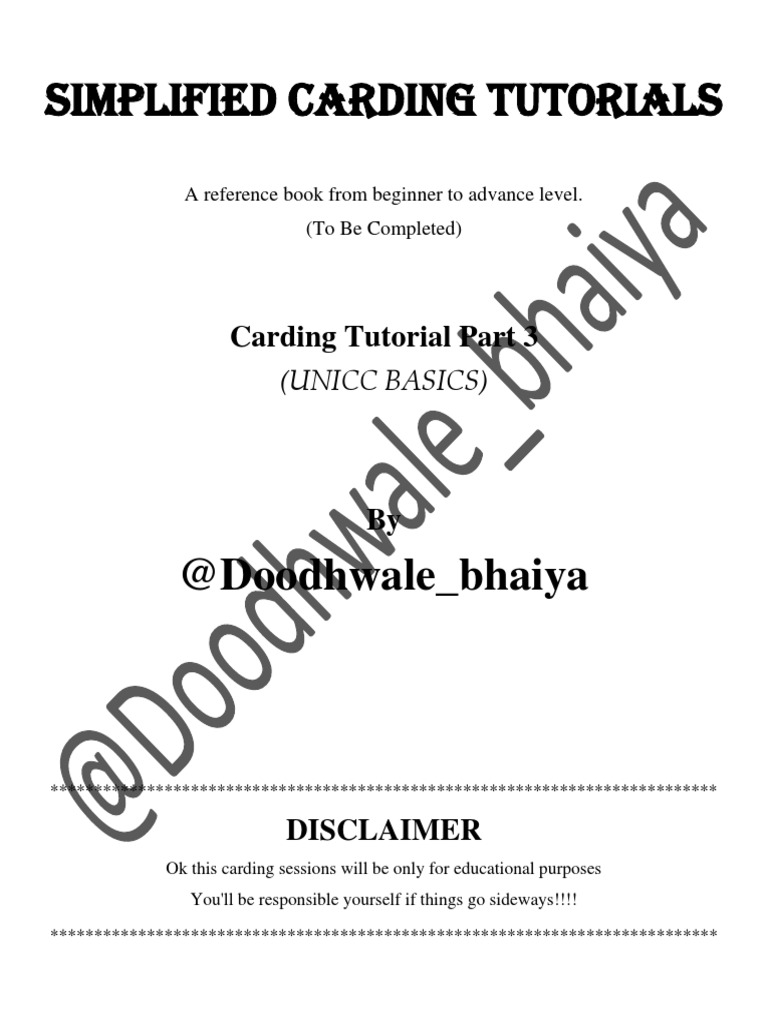 Carding Tutorial Part 3: Understanding Unicc Basics | PDF