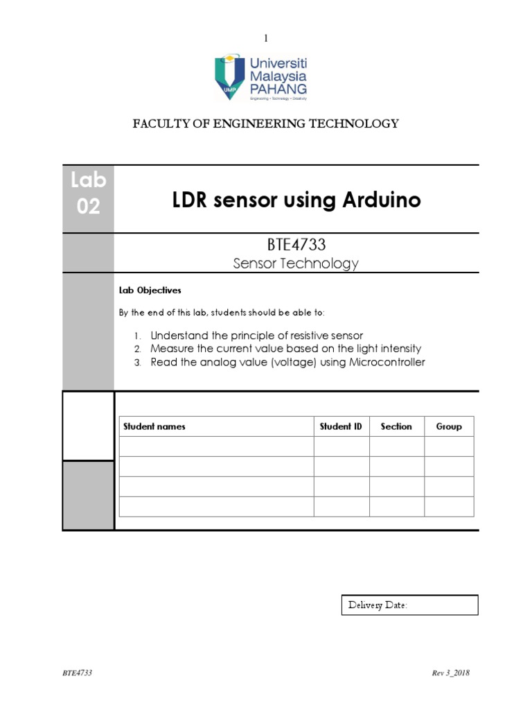 Measuring Light Intensity Using an LDR Sensor and Arduino | PDF