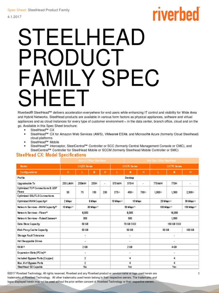 Steelhead Product Family Spec Sheet: Steelhead CX: Model Specifications | PDF | 64 Bit Computing ...