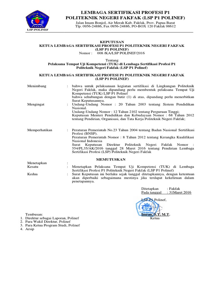 SK Pelaksanan Tuk' | PDF