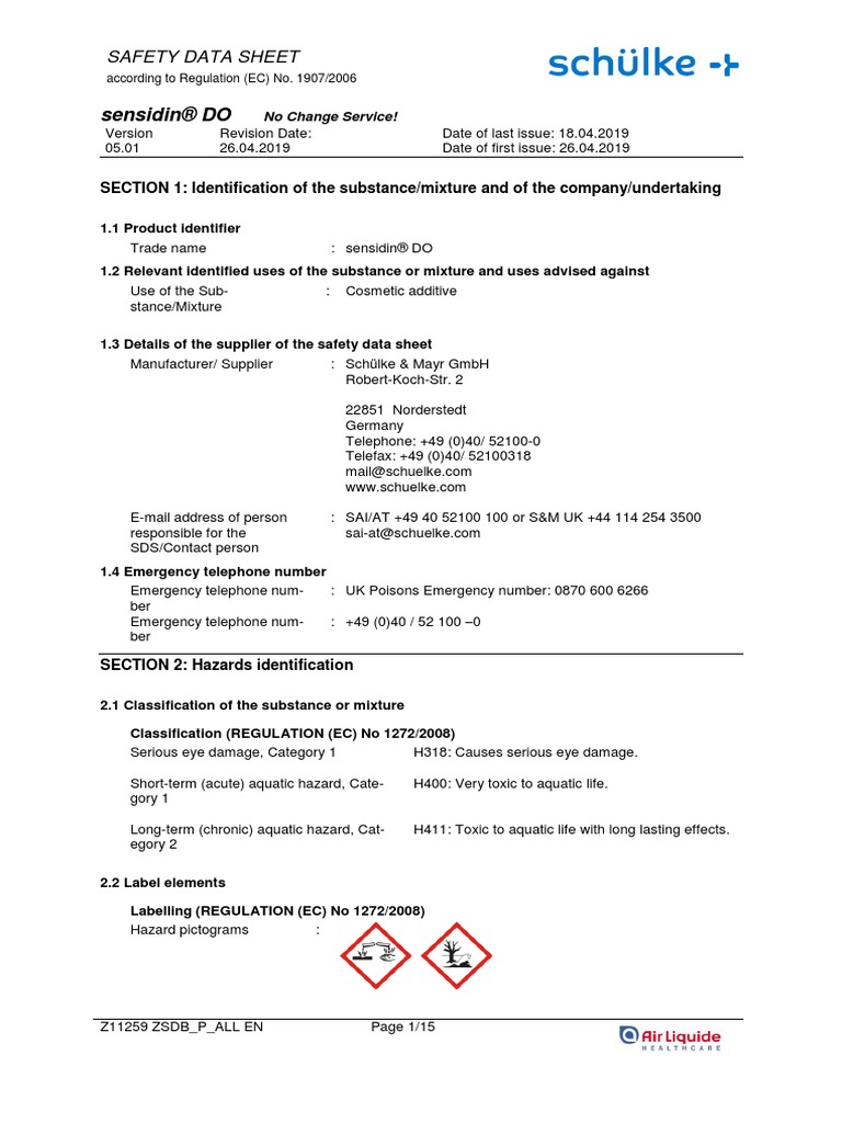 Sensidin DO ZSDB - P - ALL EN | PDF | Toxicity | Dangerous Goods