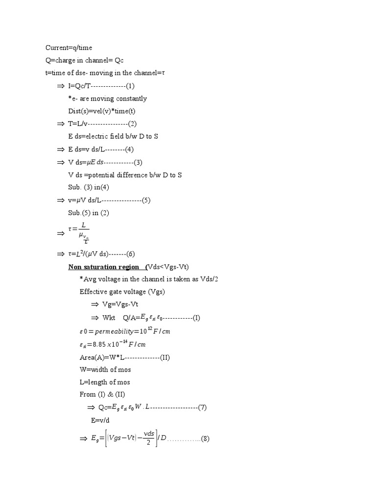 Non Saturation Region (Vds VGS-VT) | PDF | Teaching Mathematics | Nature