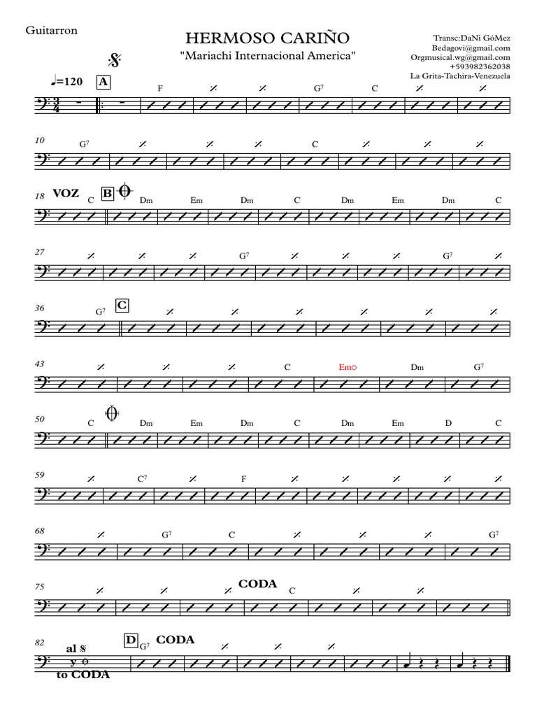 Hermoso Cariño - Guitarron | PDF