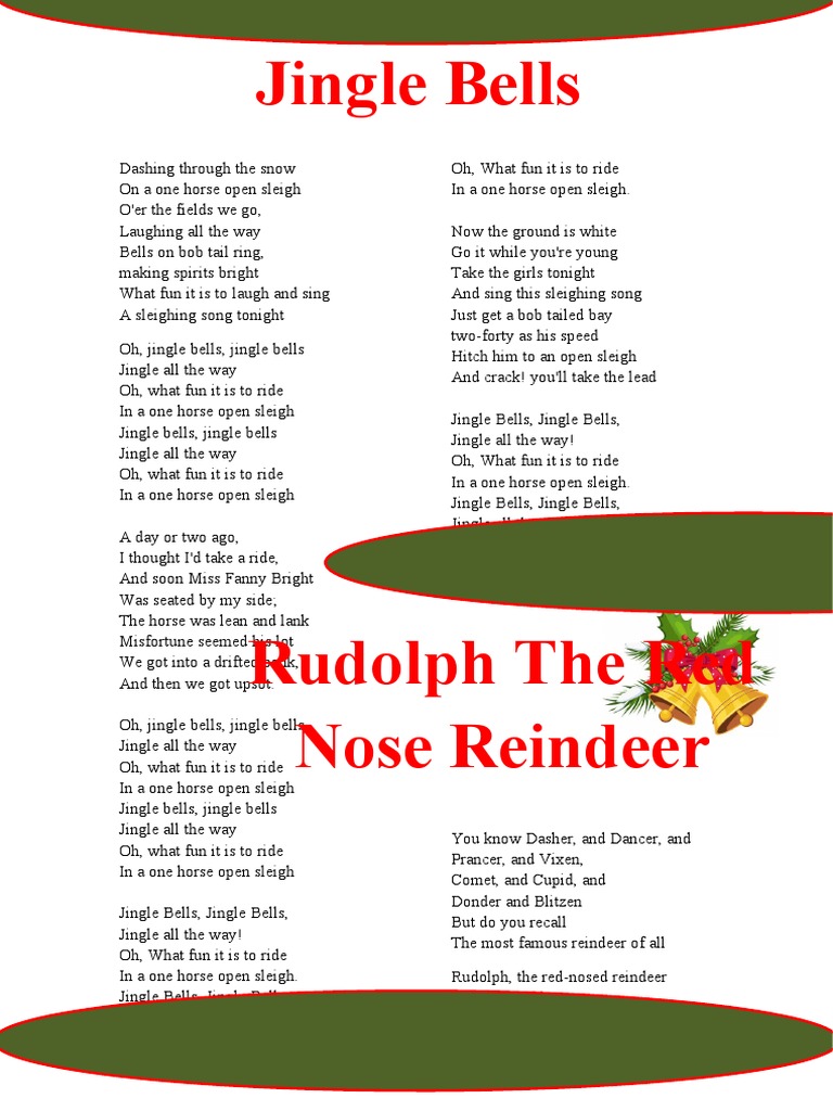 Jingle Bells and Rudolph Lyrics | PDF | Santa Claus's Reindeer | Santa ...