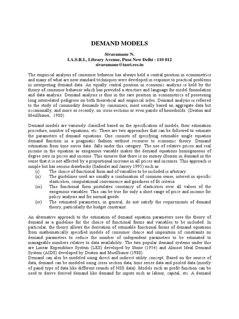 10-Demand Models PDF | PDF | Demand | Price Elasticity Of Demand