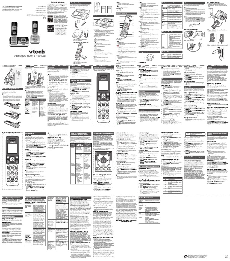 Vtech Dect 6 0 cs6829 2 Users Manual 110355 PDF | PDF | Telephone ...