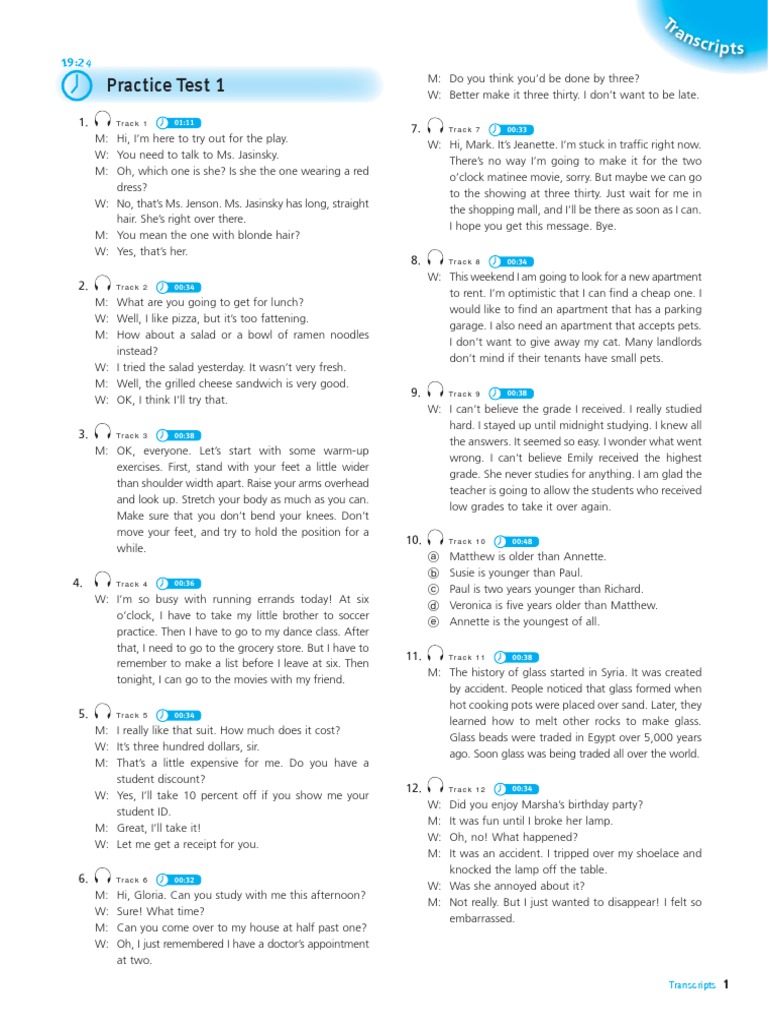 TARGET LISTENING 1 Transcripts Dictation Answer Key PDF | PDF | Orpheus ...