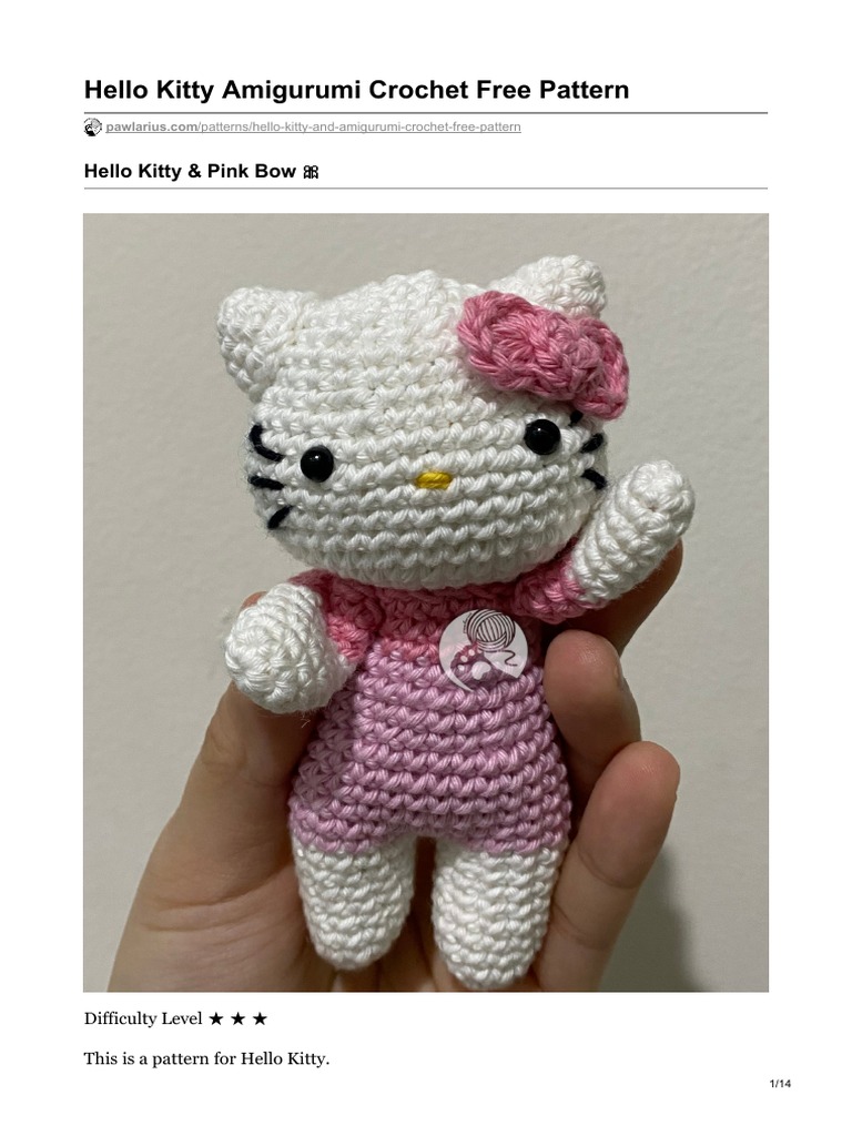 Free Hello Kitty Amigurumi Pattern | PDF | Amigurumi | Crochet