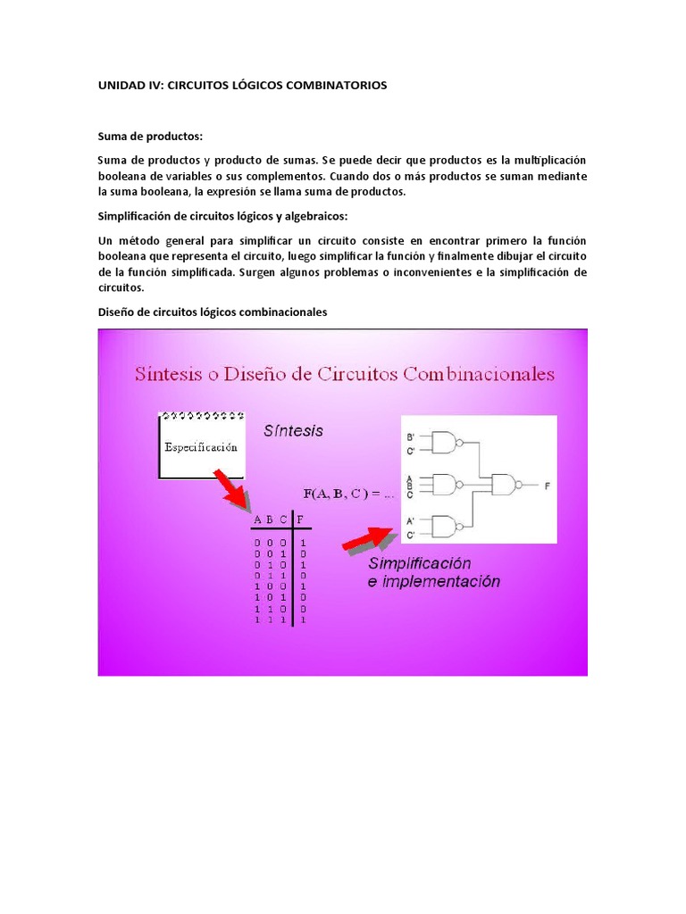 Unidad Iv Circuitos Lógicos Combinatorios | PDF