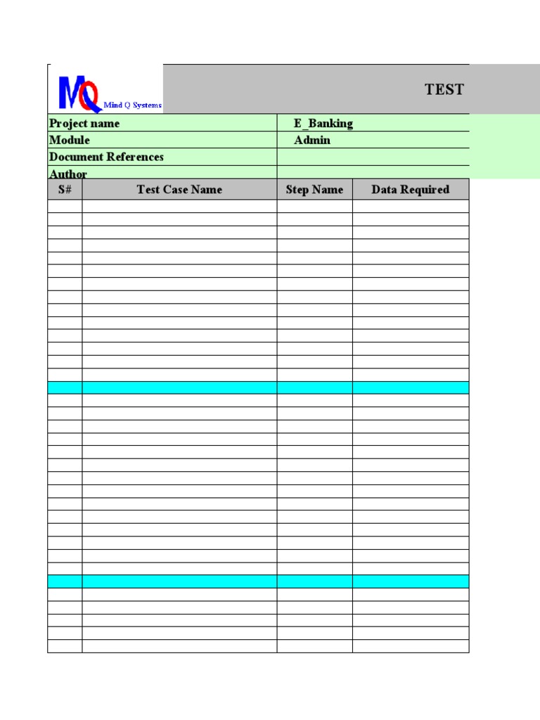Test Data: Project Name E - Banking Admin Document References Author S ...