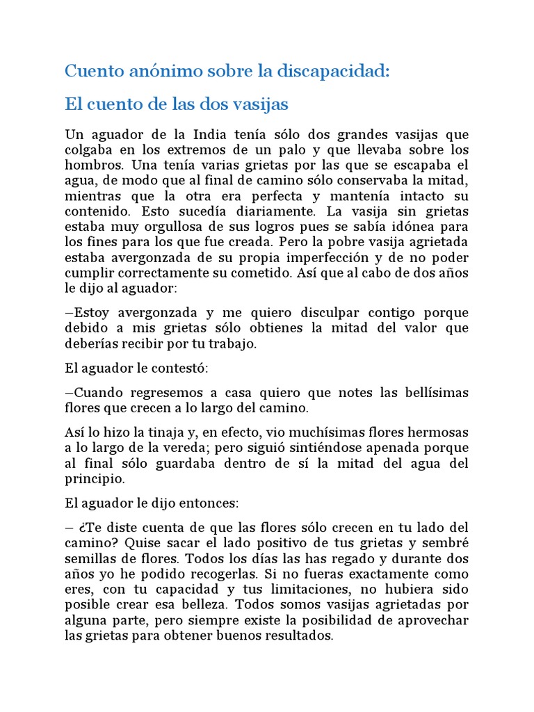 El Cuento De Las Dos Vasijas Pdf
