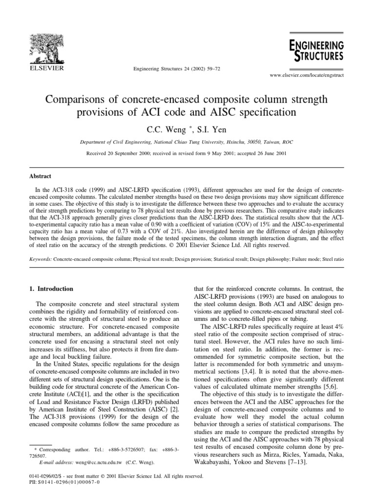 Concrete Encased Composite Column ACI - AISC | PDF | Buckling | Bending