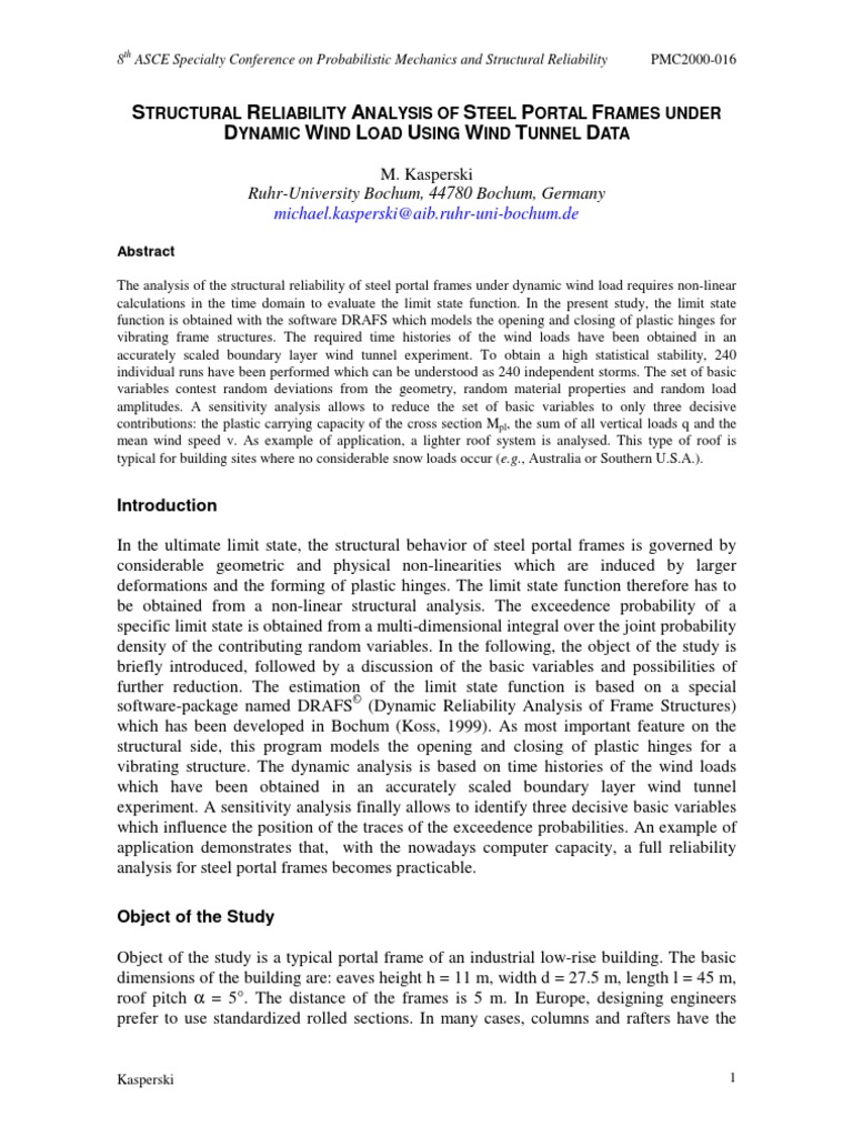 Structural Reliability Analysis of Steel Portal Frames | PDF ...