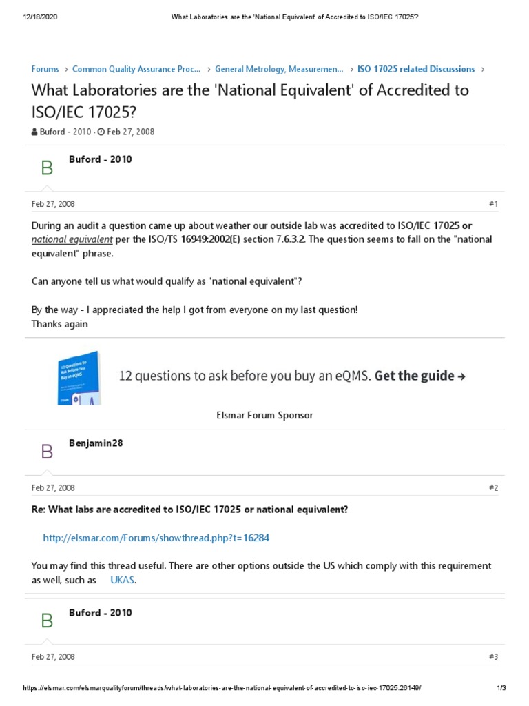 What Laboratories Are The 'National Equivalent' of Accredited To ISO ...
