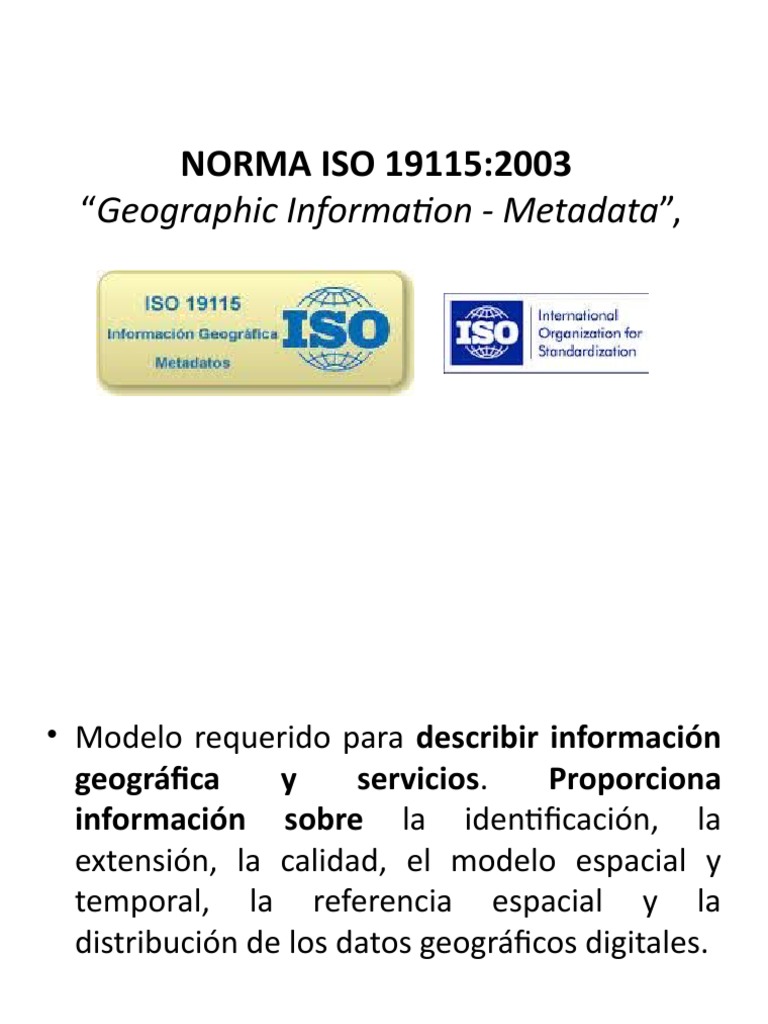 Norma Iso 19115 | PDF | Metadatos | Ciencias de la Información