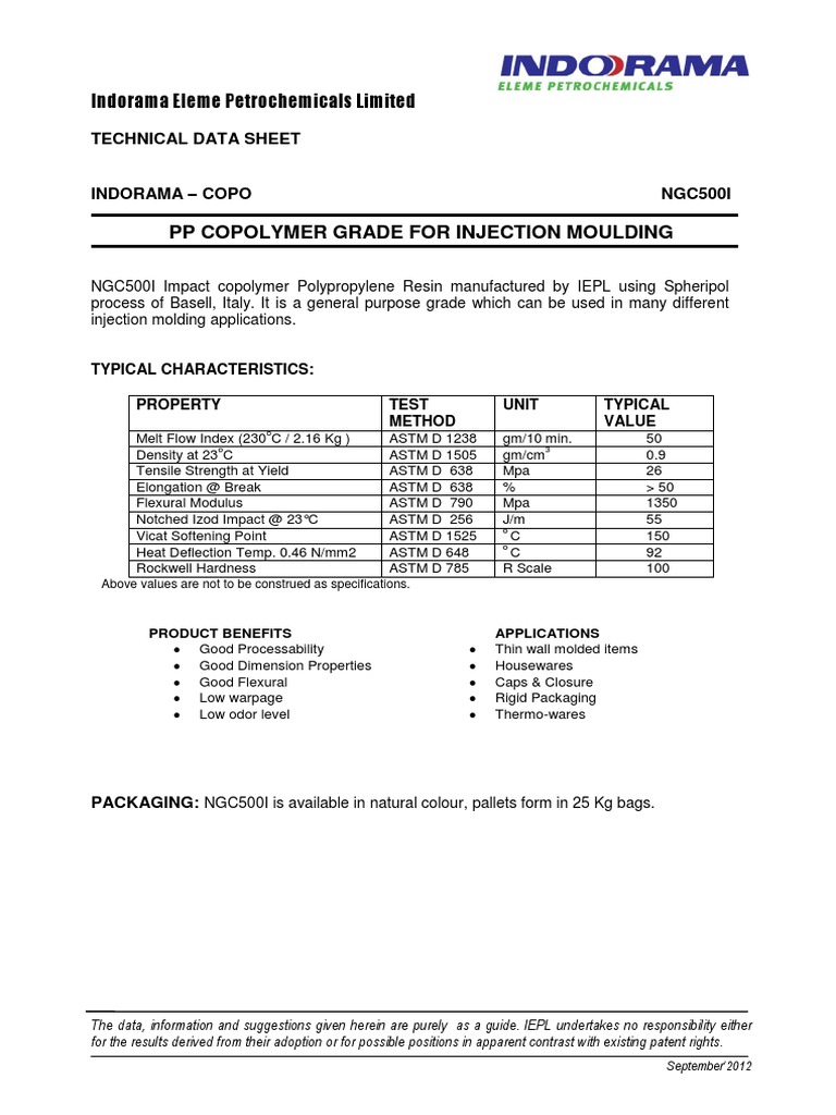 Indorama Eleme Petrochemicals Limited PP COPOLYMER GRADE ... | PDF