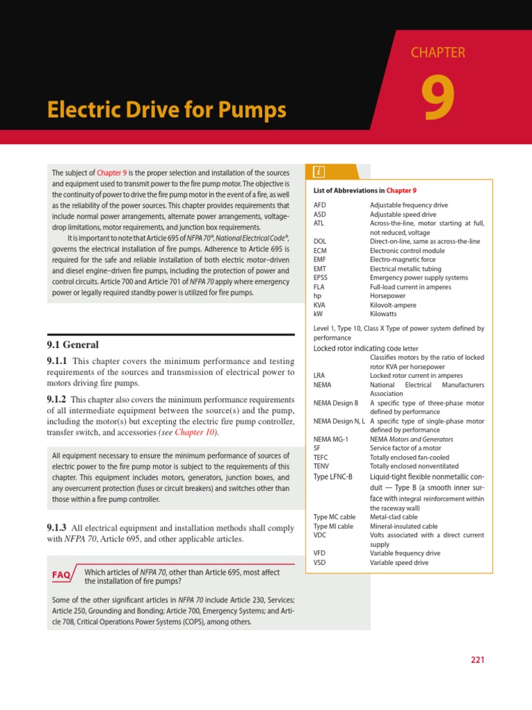 NFPA 20 - 2016 Handbook - Cap9 | PDF | Transformer | Electric Motor