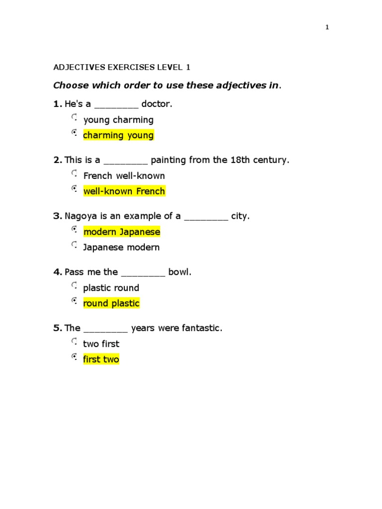 Adject Class Exercise | PDF | Art