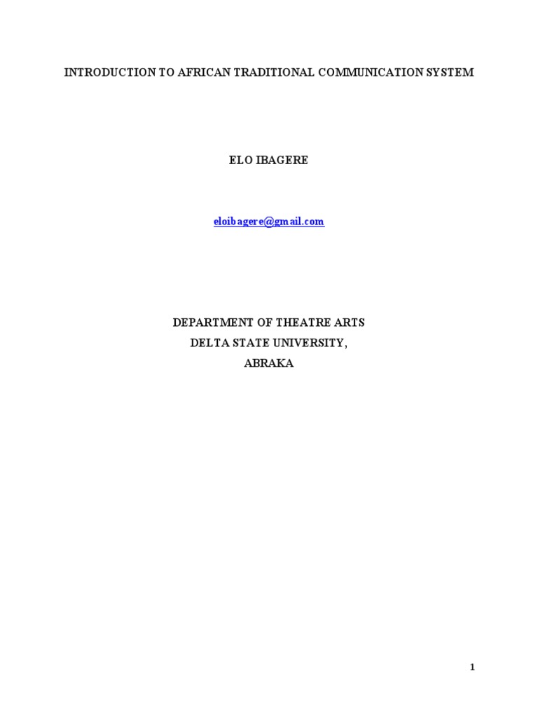 Introduction To African Traditional Communication System | PDF ...