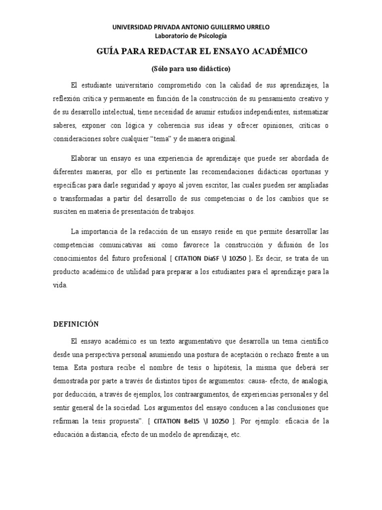 Guía para Redactar Ensayos Académicos | PDF | Ensayos | Plagio