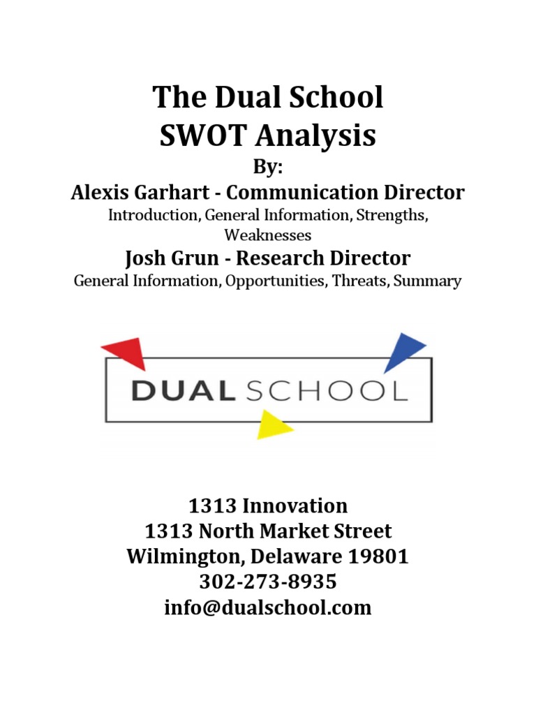 Dual School Swot Analysis | PDF | Entrepreneurship | Swot Analysis