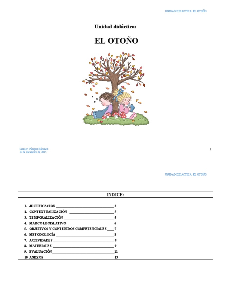 Unidad Didáctica sobre el Otoño | PDF | Evaluación | Aprendizaje