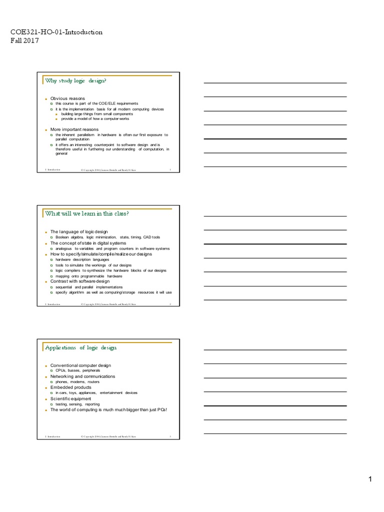 COE321-HO-01-Introduction Fall 2017: Why Study Logic Design? | PDF | Field Effect Transistor ...
