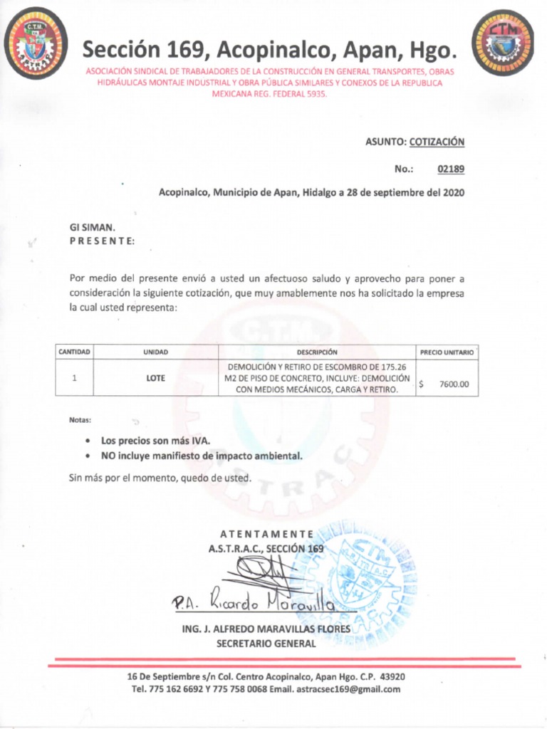 Cotizacion Gi Siman | PDF