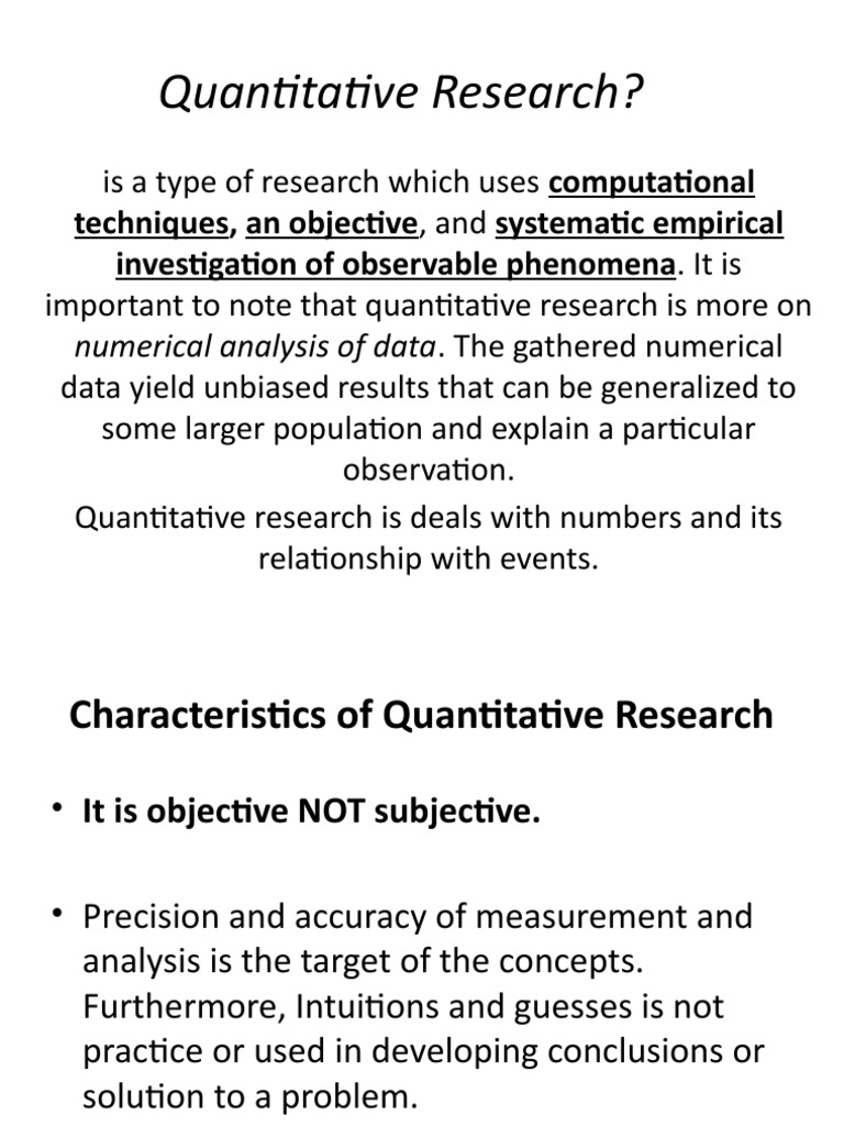 Quantitative Research?: Techniques, An Objective, and Systematic ...