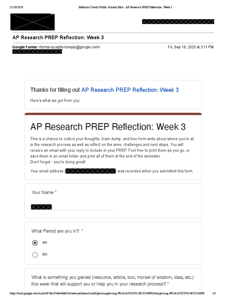 AP Research Student Reflection | PDF | Psychological Concepts | Cognition