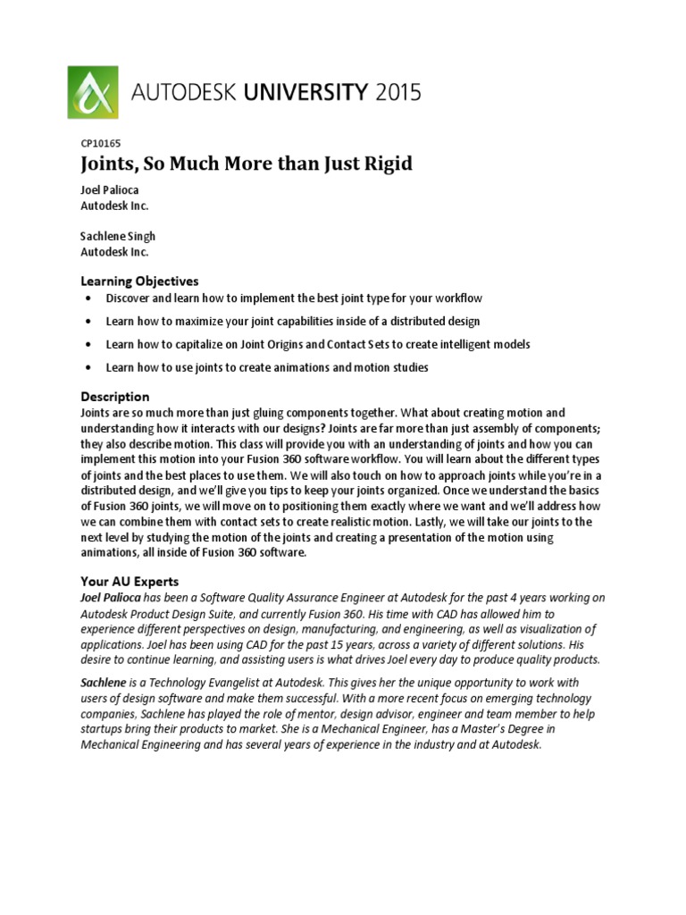 Joints, So Much More Than Just Rigid: Learning Objectives | PDF ...